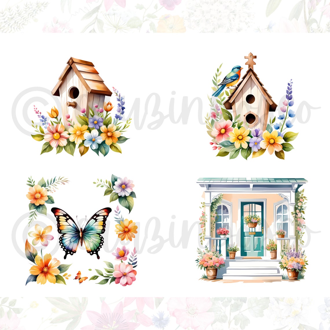 24 Spring Clipart Bundle, Garden Clip Art Set, High Quality PNG ...