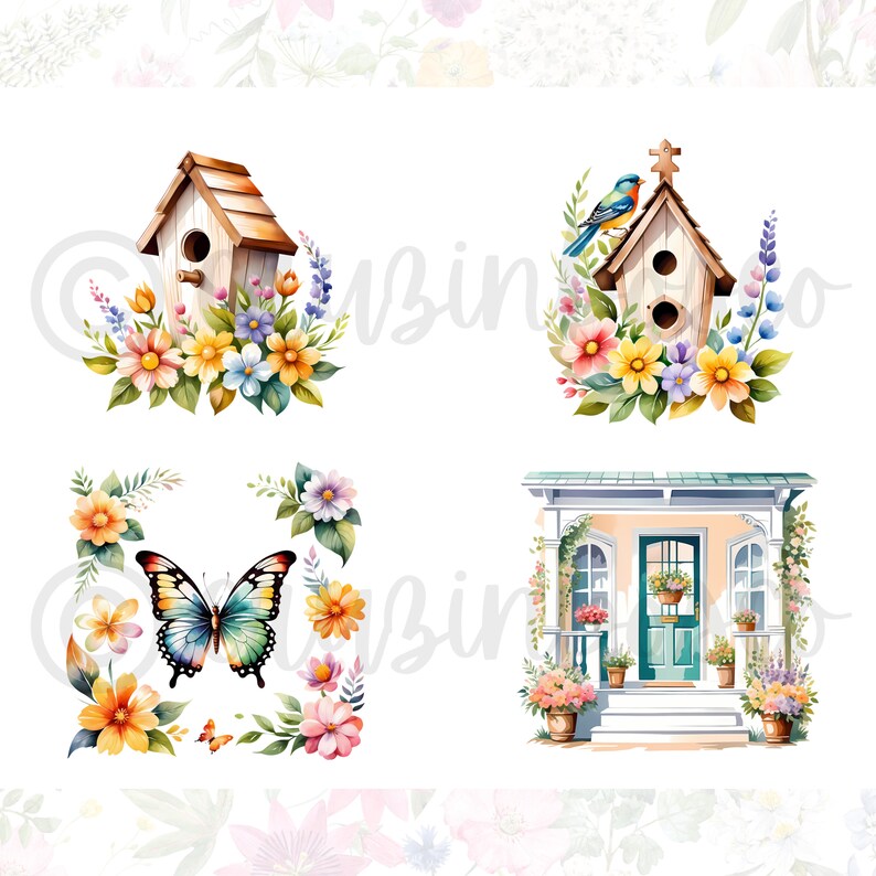24 Spring Clipart Bundle, Garden Clip Art Set, High Quality PNG ...