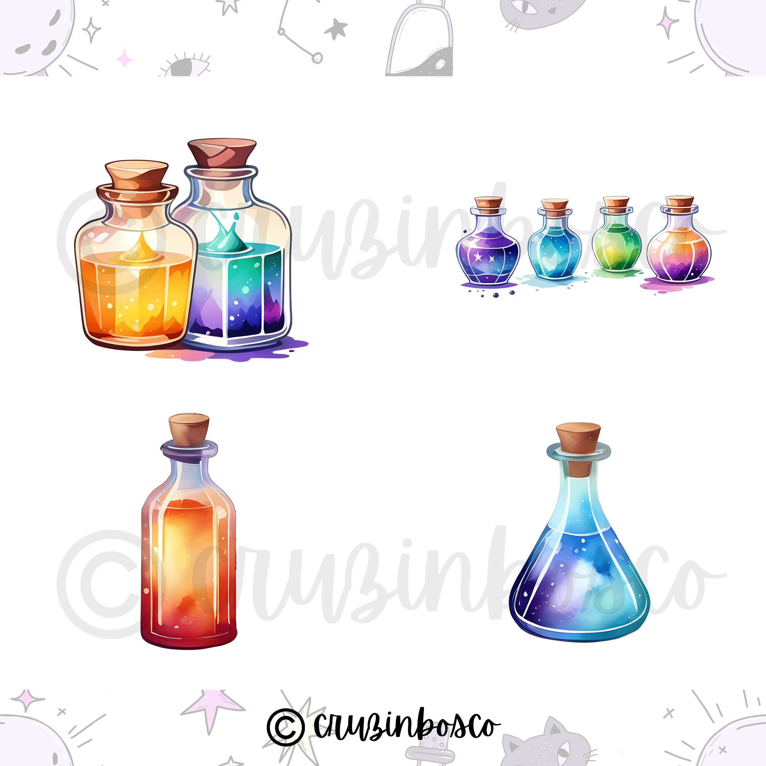 17+ Potion Bottle Clipart Bundle, Fairy Magical Art Set, High Quality ...
