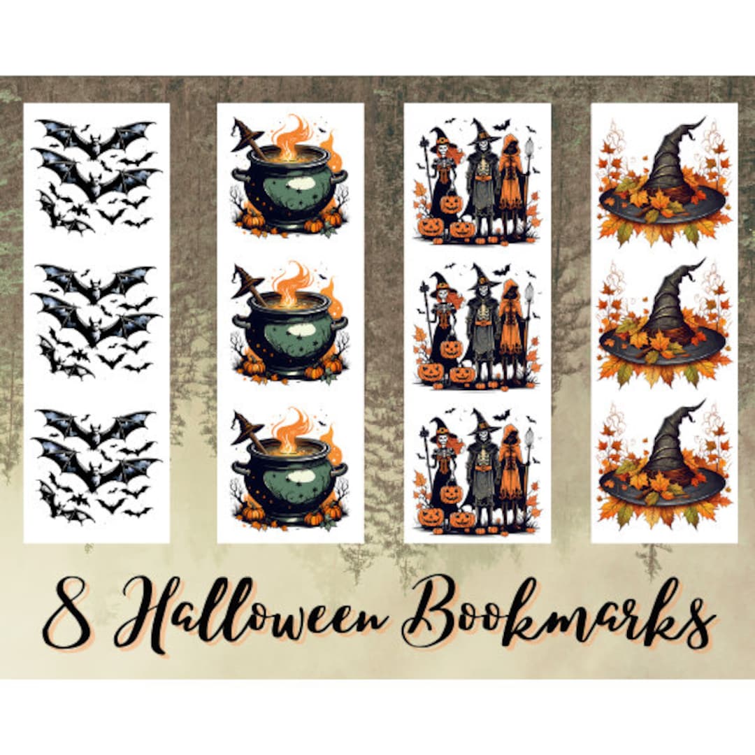 8 Halloween Bookmarks | Printable Bookmarks | Digital Download ...
