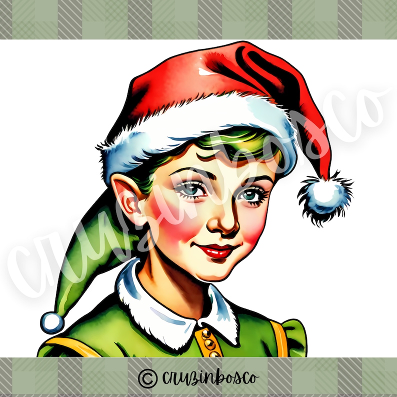 Vintage Christmas Elves Clip Art, 1940s, Retro Xmas, Holiday, Clipart ...