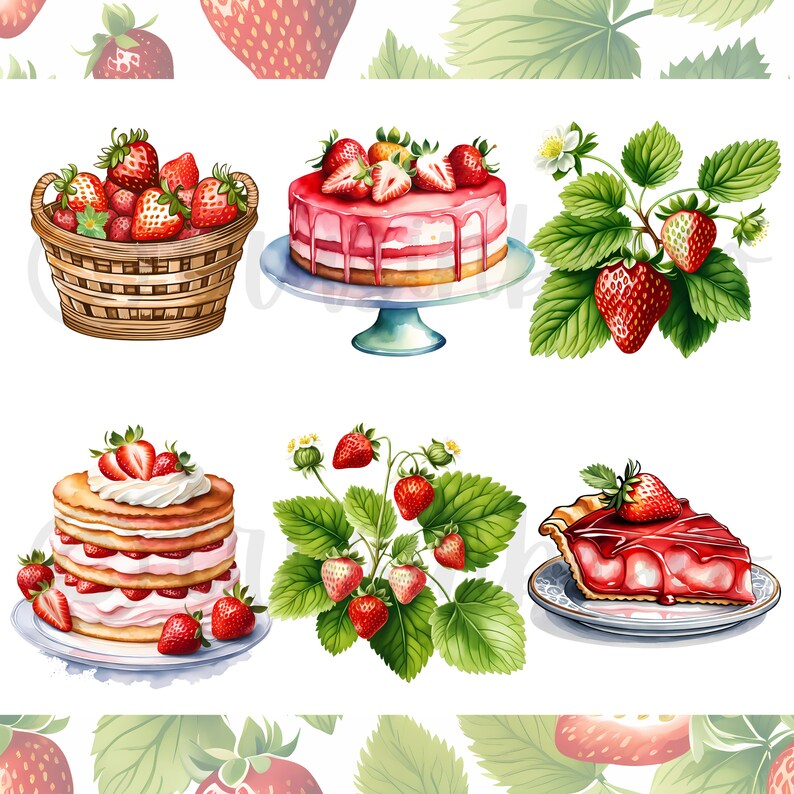 Strawberry Clipart Bundle, Strawberries Set, High Quality PNG, Fruit ...
