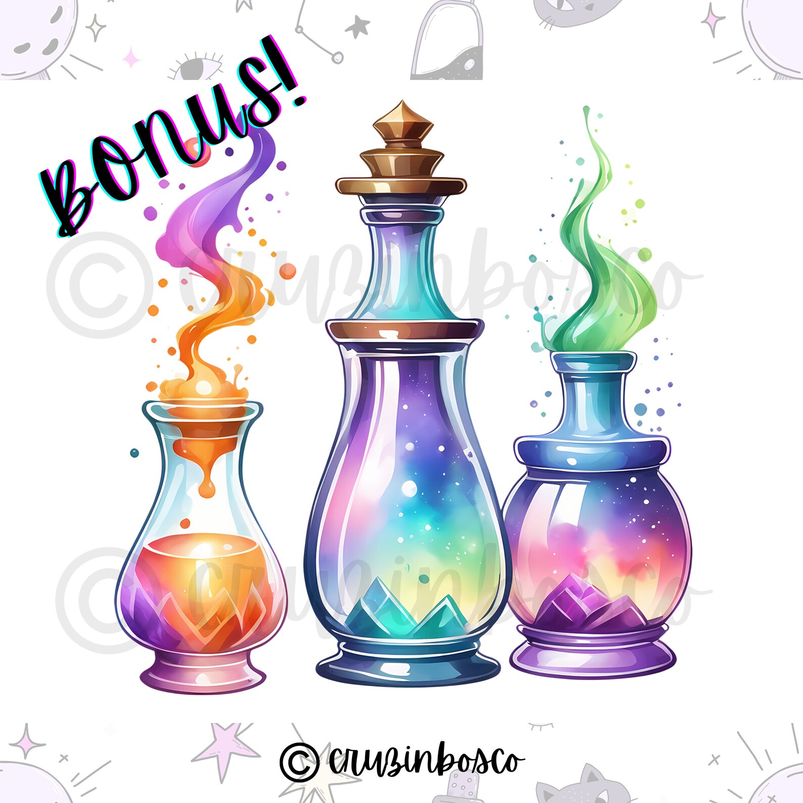 17 Potion Bottle Clipart Bundle, Fairy Magical Art Set, High Quality ...