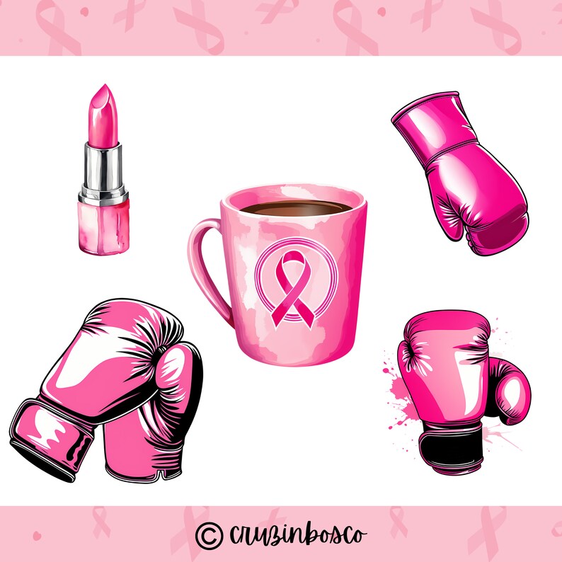 Pink Objects Clipart Bundle, Breast Cancer Awareness, in October We ...