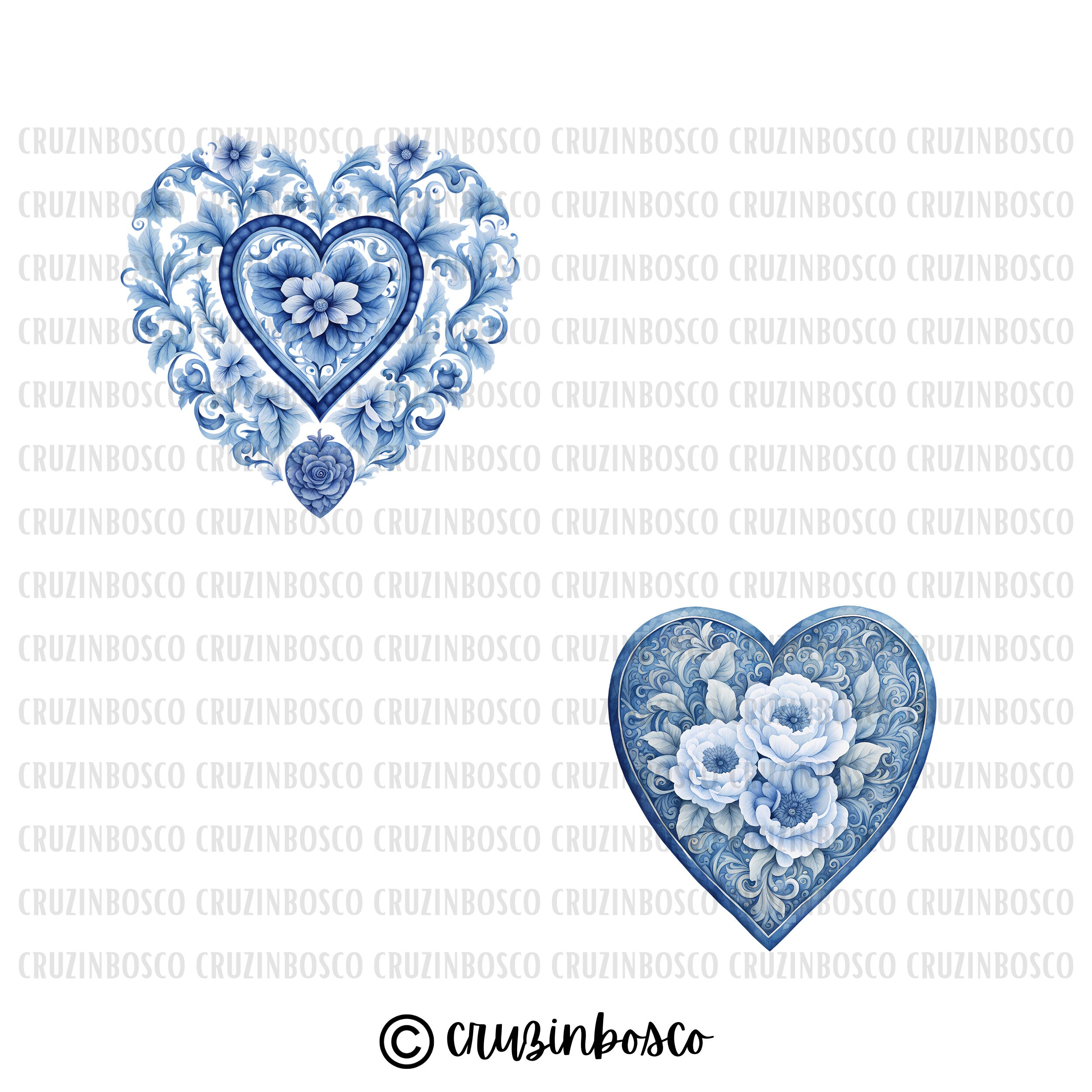 Watercolor Blue Hearts Clipart Collection, Valentine Bundle, High ...