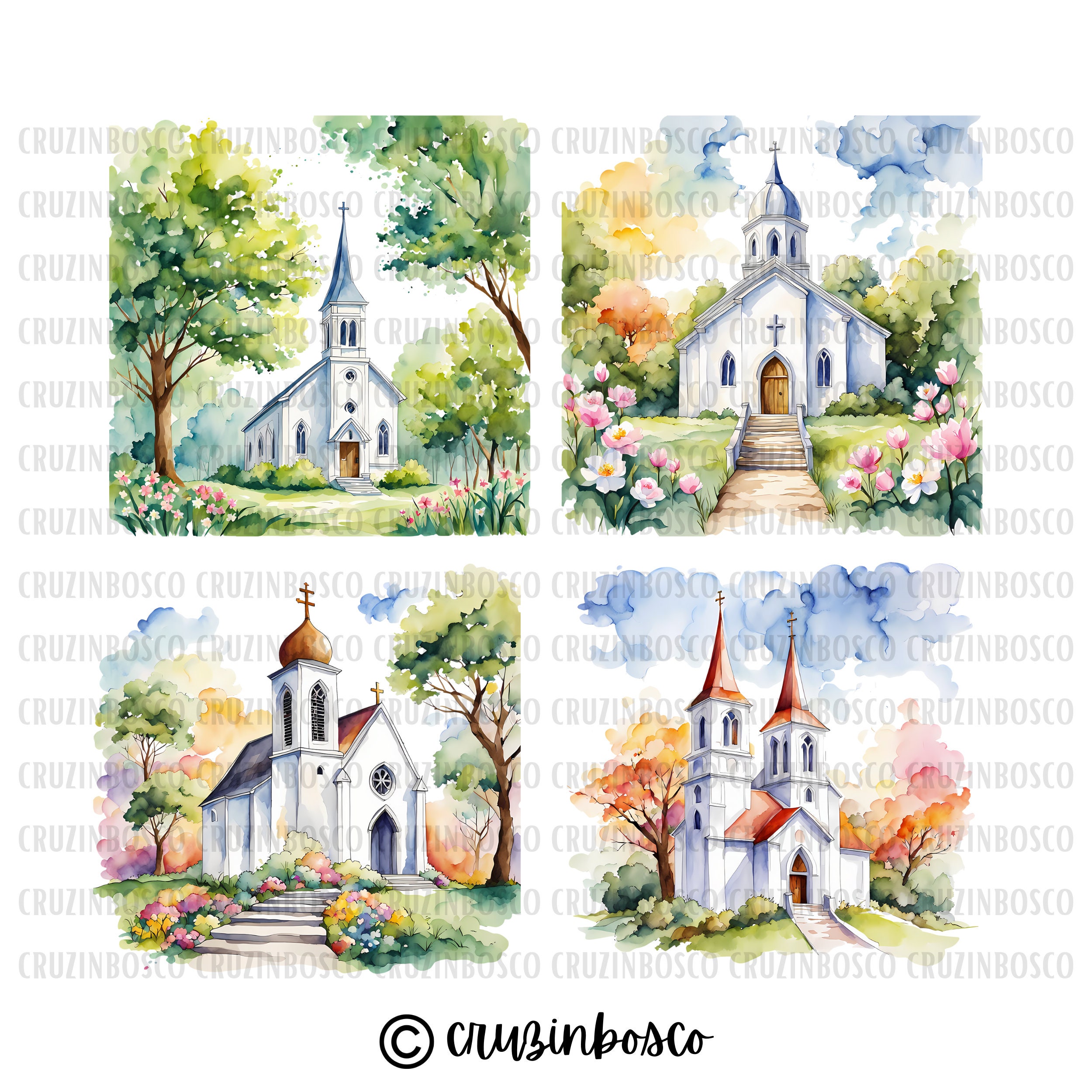 Spring Easter Fun Clipart Bundle, Church, Christian, Catholic ...