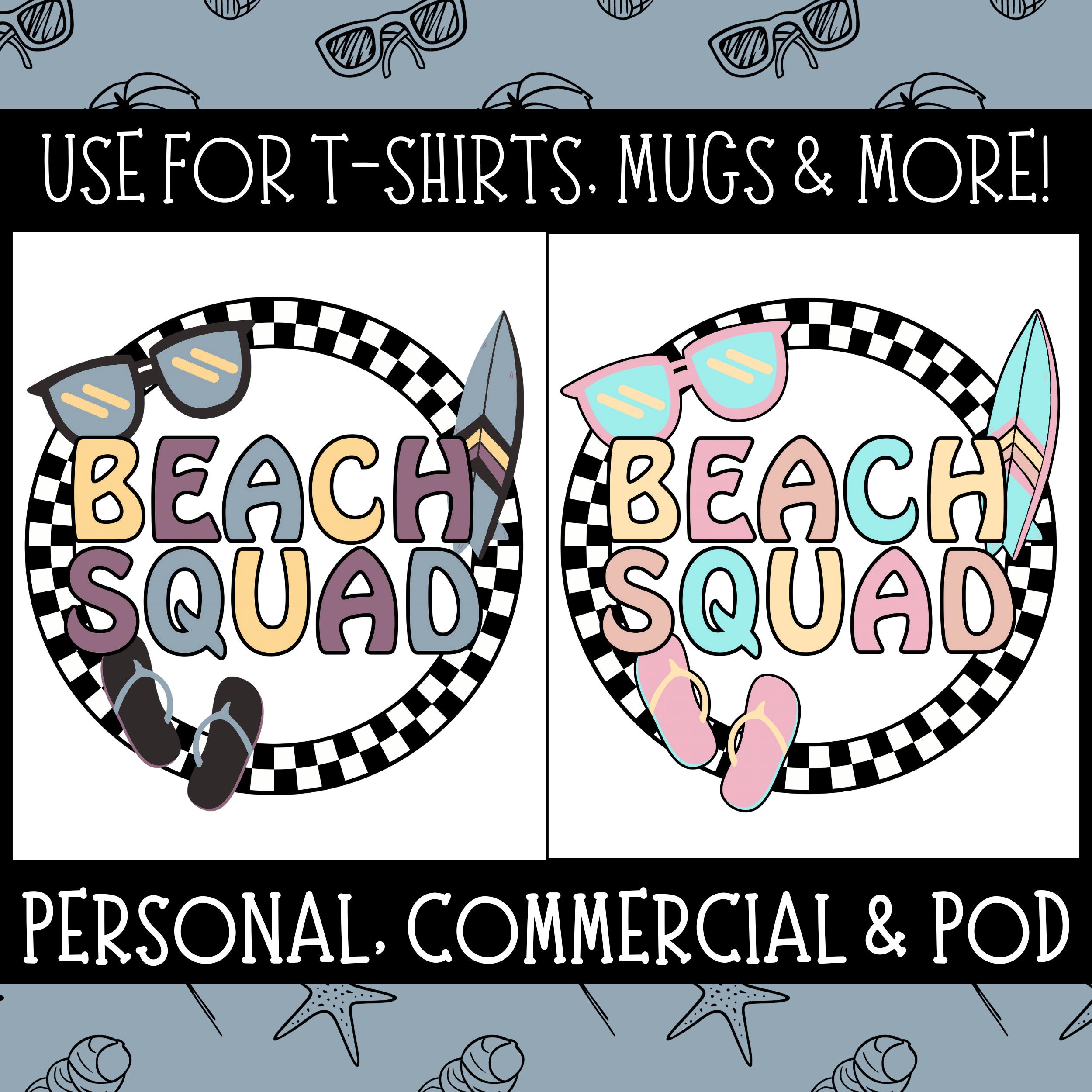 Beach Squad PNG Clipart Set, Summer Surfboard Design (digital Download ...