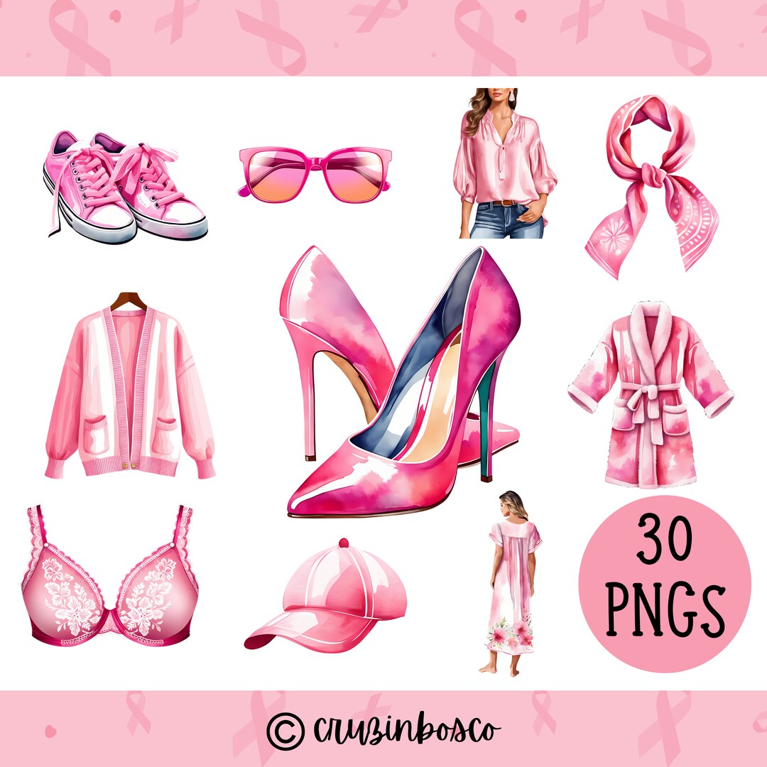 Pink Clothing Clipart Bundle, Breast Cancer Awareness, in October We ...