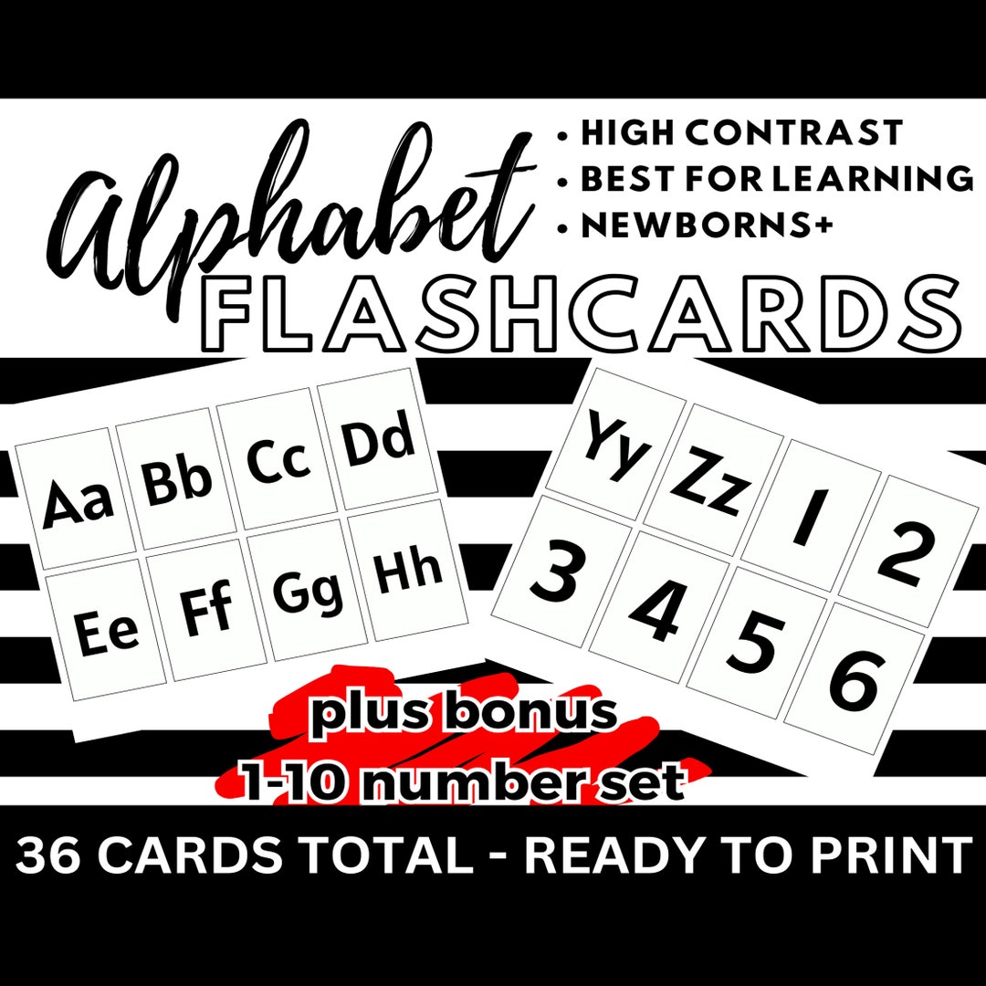 High Contrast Alphabet Cards | ABC Flashcards | Newborn & up | Learn ...