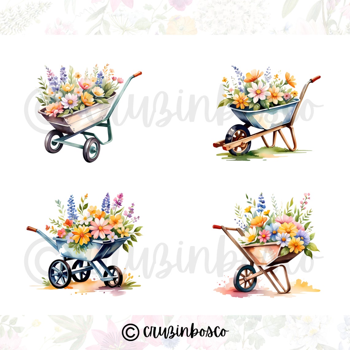 24 Spring Clipart Bundle, Garden Clip Art Set, High Quality PNG ...