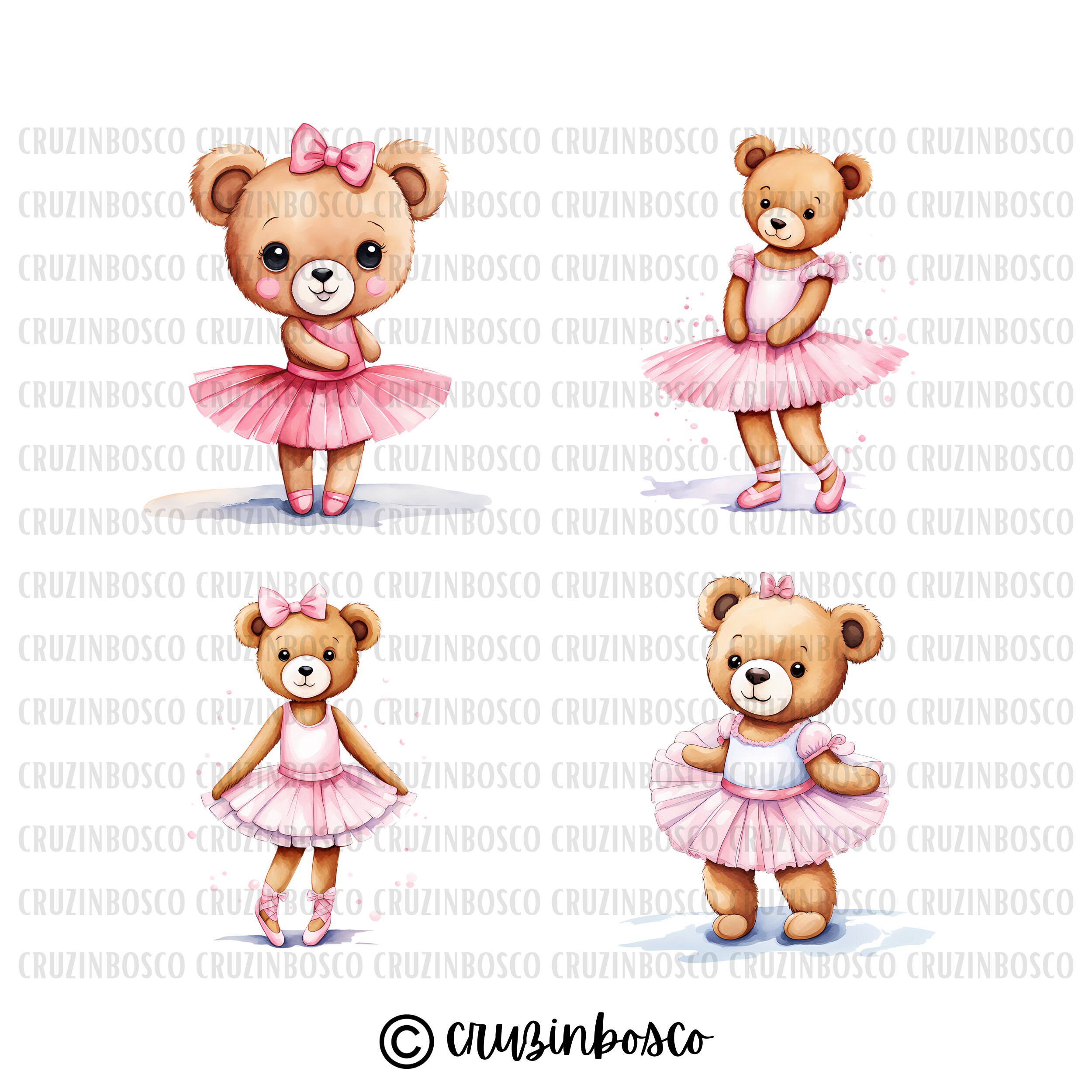 Ballerina Teddy Bear Clipart, Dancer Ballet, Dancing PNG, Digital ...