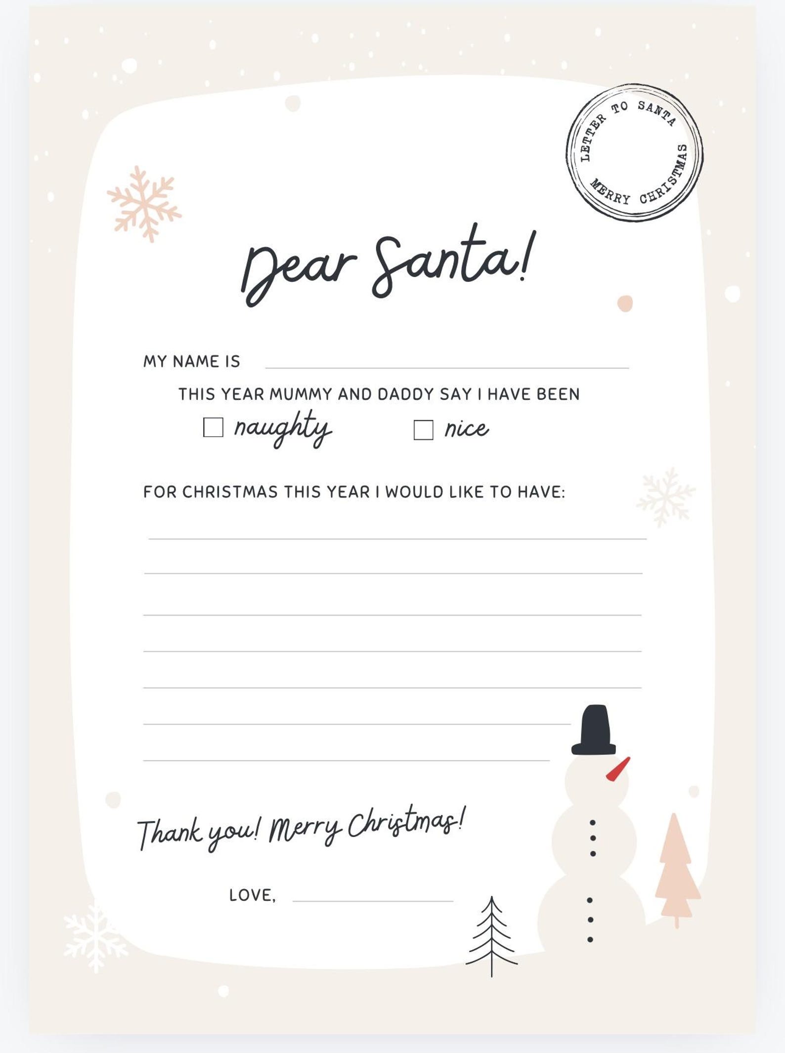 Dear Santa Letter - Etsy