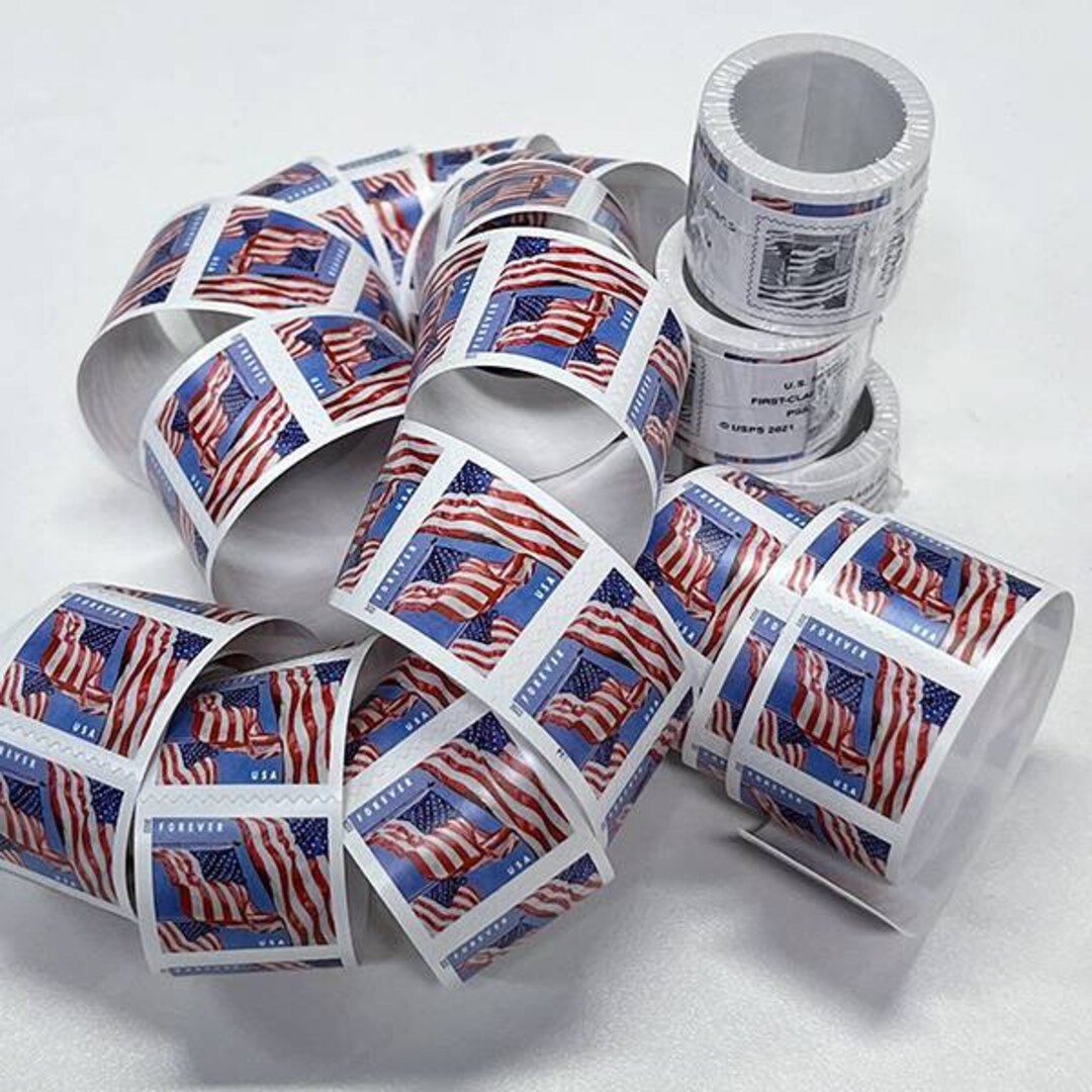 100 New US Flags Stamps Unused US Forever First Class Perfect for ...