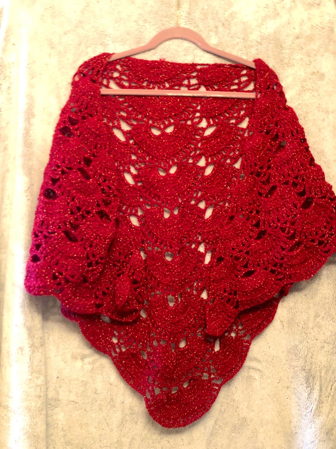 Womens Handmade Lace Shawl - Burgundy - Etsy