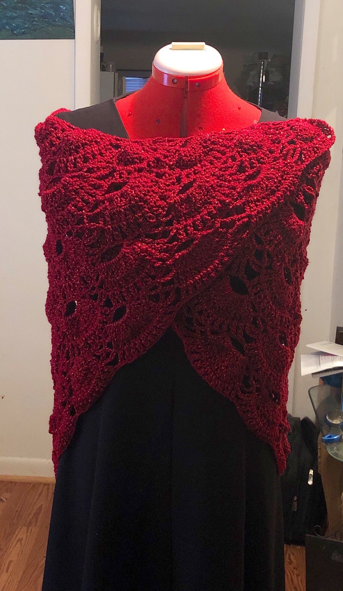 Womens Handmade Lace Shawl - Burgundy - Etsy