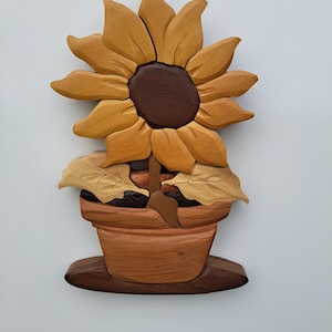 Sunflower Wood Intarsia Wall Hanging Scroll Saw Art - Etsy