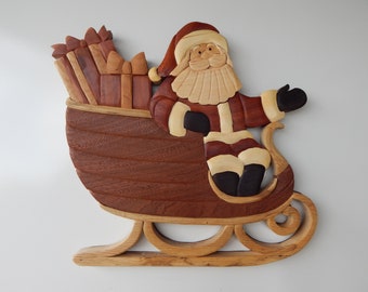 Beautifully Hand Crafted 3 Dimensional Intarsia Wood Art SANTA - Etsy