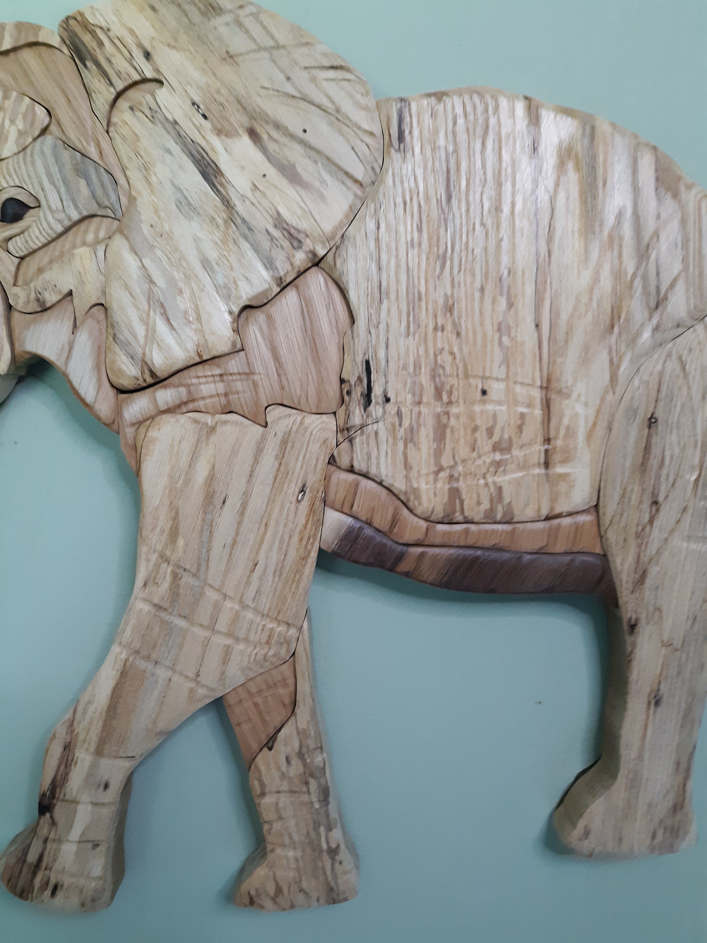 Elephant Wood Intarsia Wall hanging Handcrafted Scroll Saw | Etsy