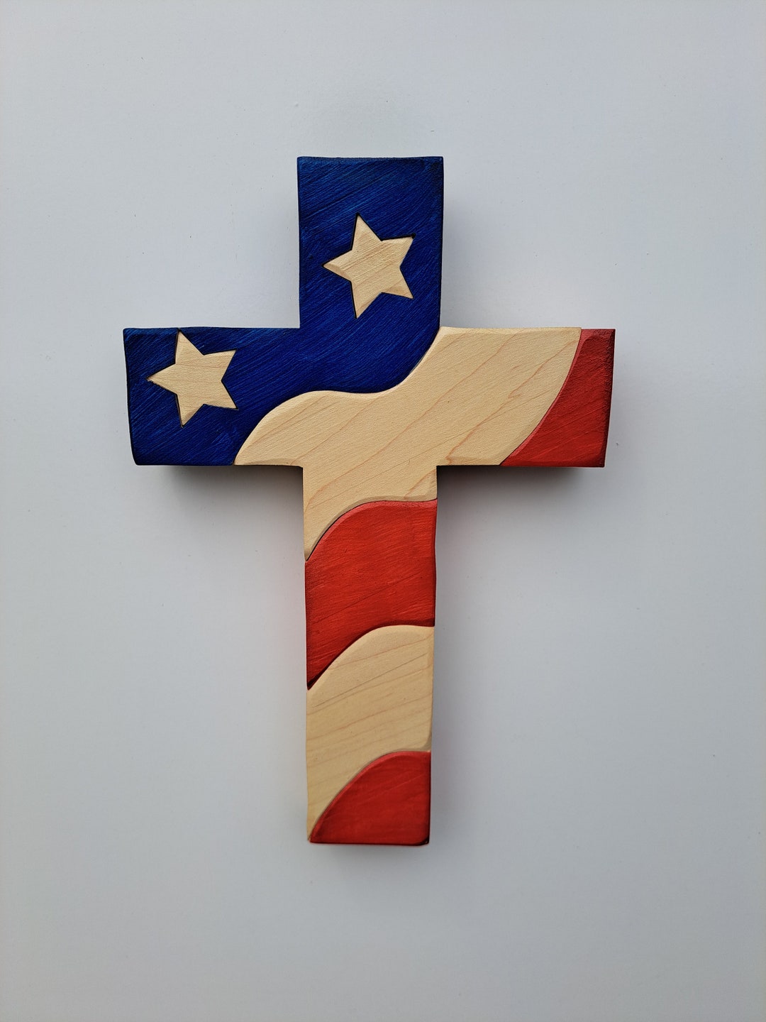 Cross Flag Wood Intarsia Wall Hanging Scroll Saw Art - Etsy