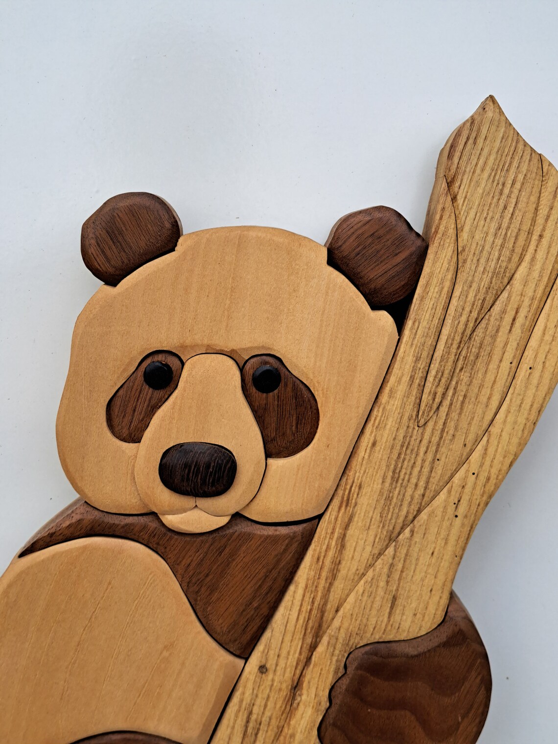 Panda in a Tree, Wood Intarsia Wall Hanging Handcrafted Scroll Saw Art ...