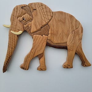 Elephant, Wood Intarsia Wall Hanging Handcrafted Scroll Saw Art - Etsy