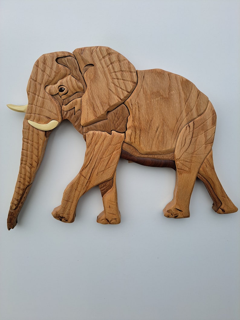 Elephant, Wood Intarsia Wall Hanging Handcrafted Scroll Saw Art - Etsy