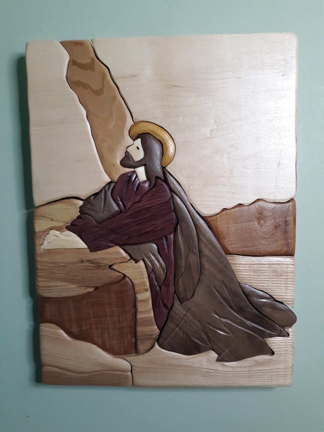 Jesus Praying at Gethsemane Wood Intarsia Wall Hanging Scroll - Etsy
