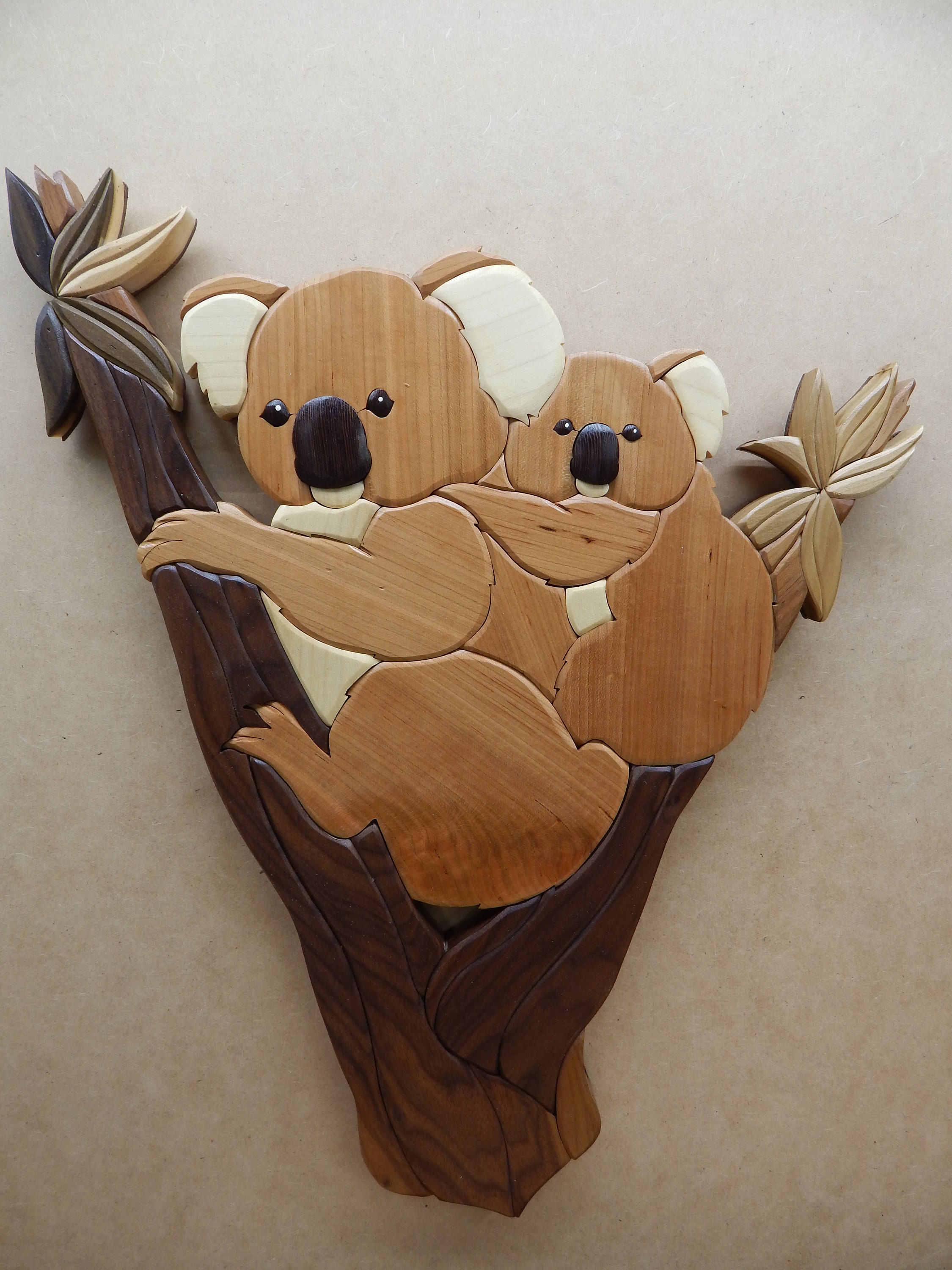 Koalas in a Tree Wood Intarsia Wall hanging Handcrafted | Etsy