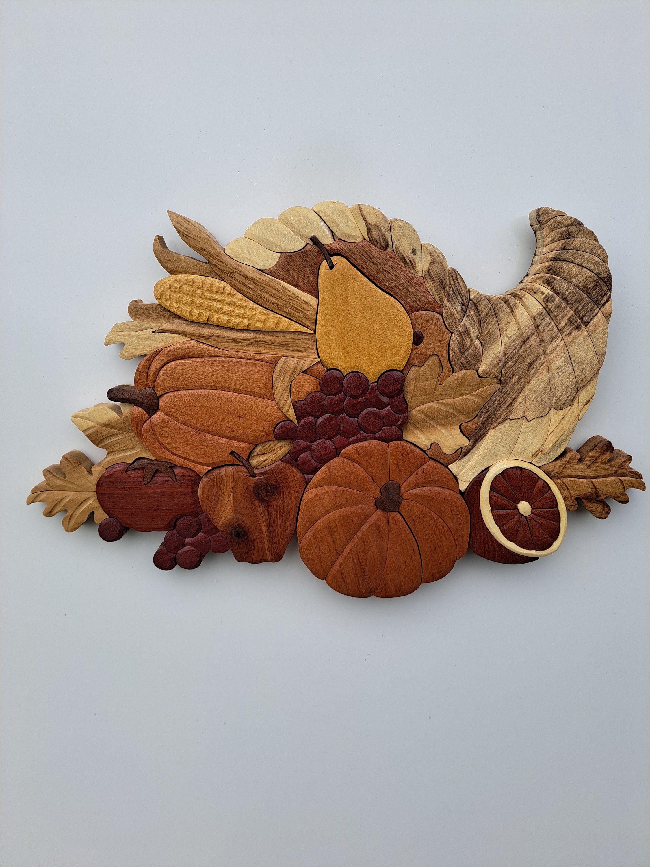 Cornucopia Wood Intarsia Wall Hanging Scroll Saw Art - Etsy