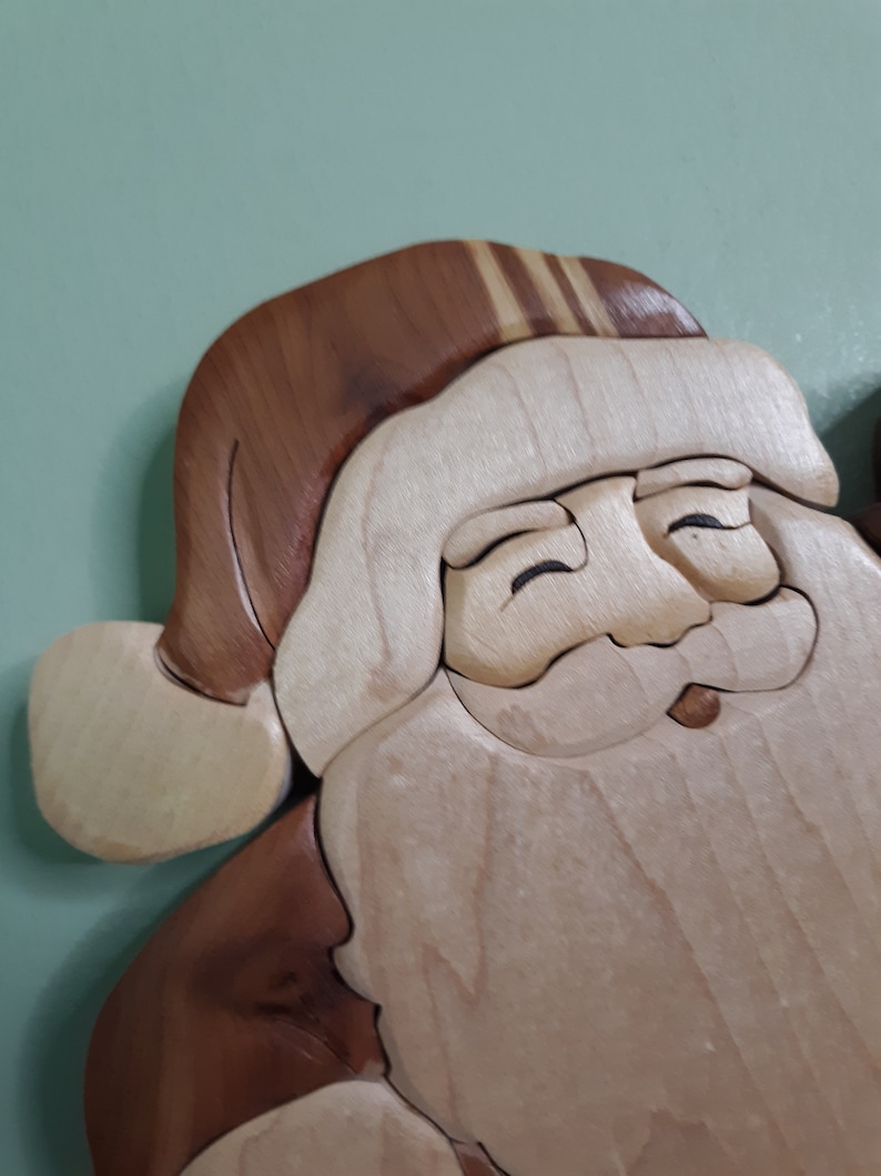 Santa Claus in Chimney Wood Intarsia Wall Hanging Handcrafted - Etsy