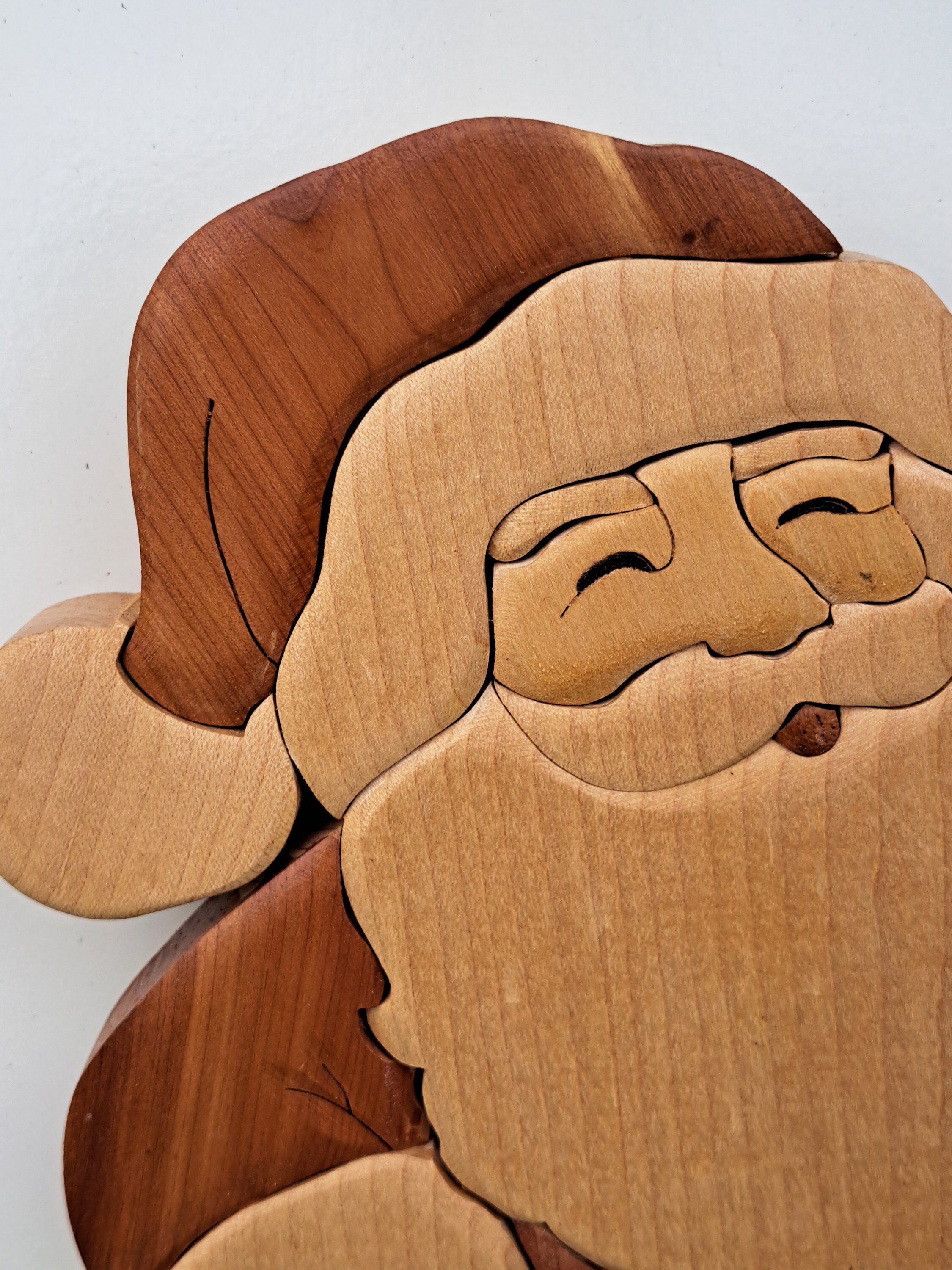 Santa Claus in Chimney, Wood Intarsia Wall Hanging Handcrafted Scroll ...