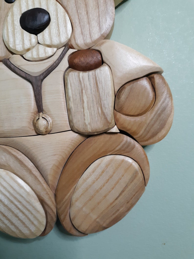 Nurse Bear Wood Intarsia Wall Hanging Scroll Saw Art - Etsy