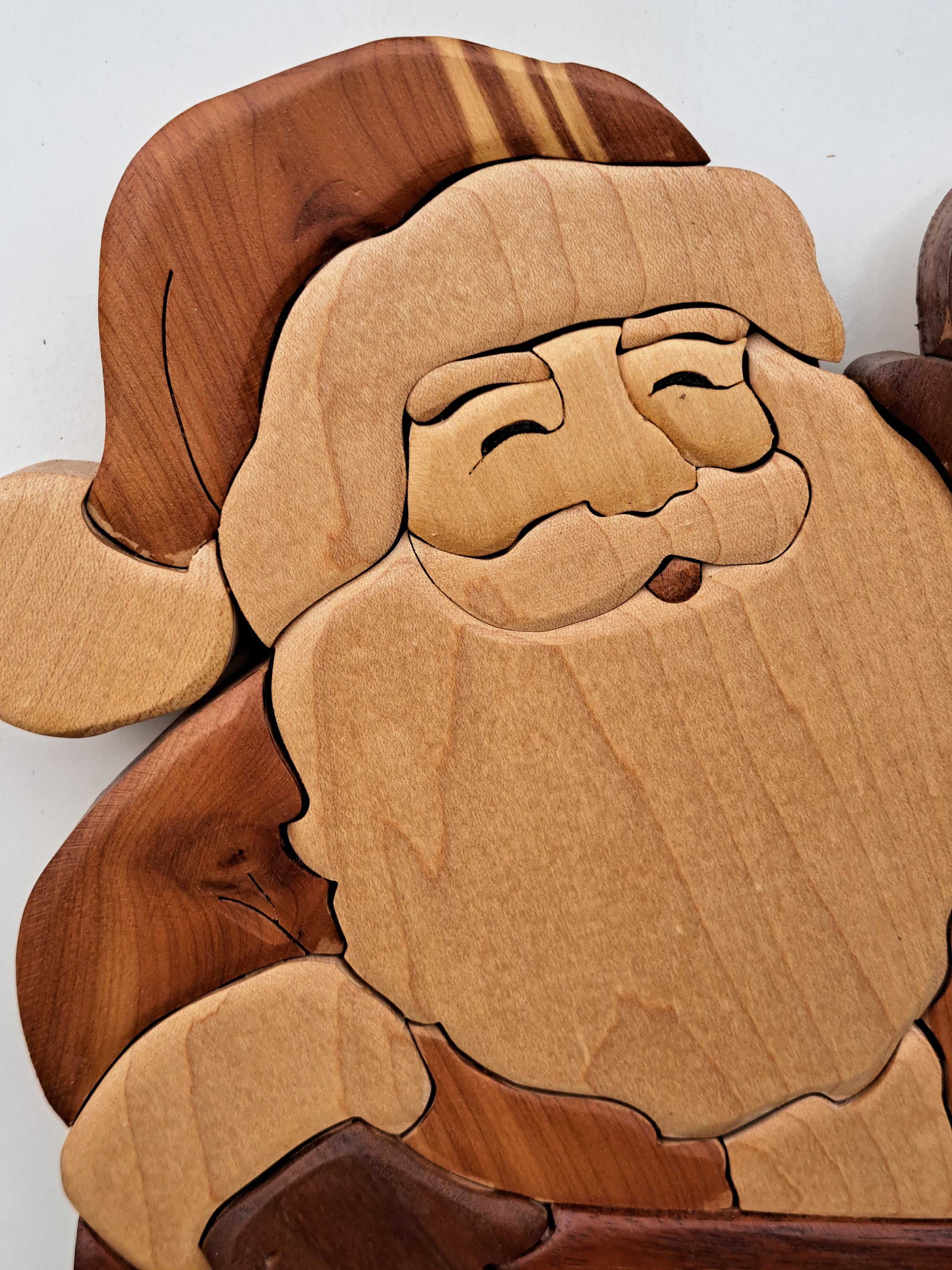 Santa Claus in Chimney, Wood Intarsia Wall Hanging Handcrafted Scroll ...