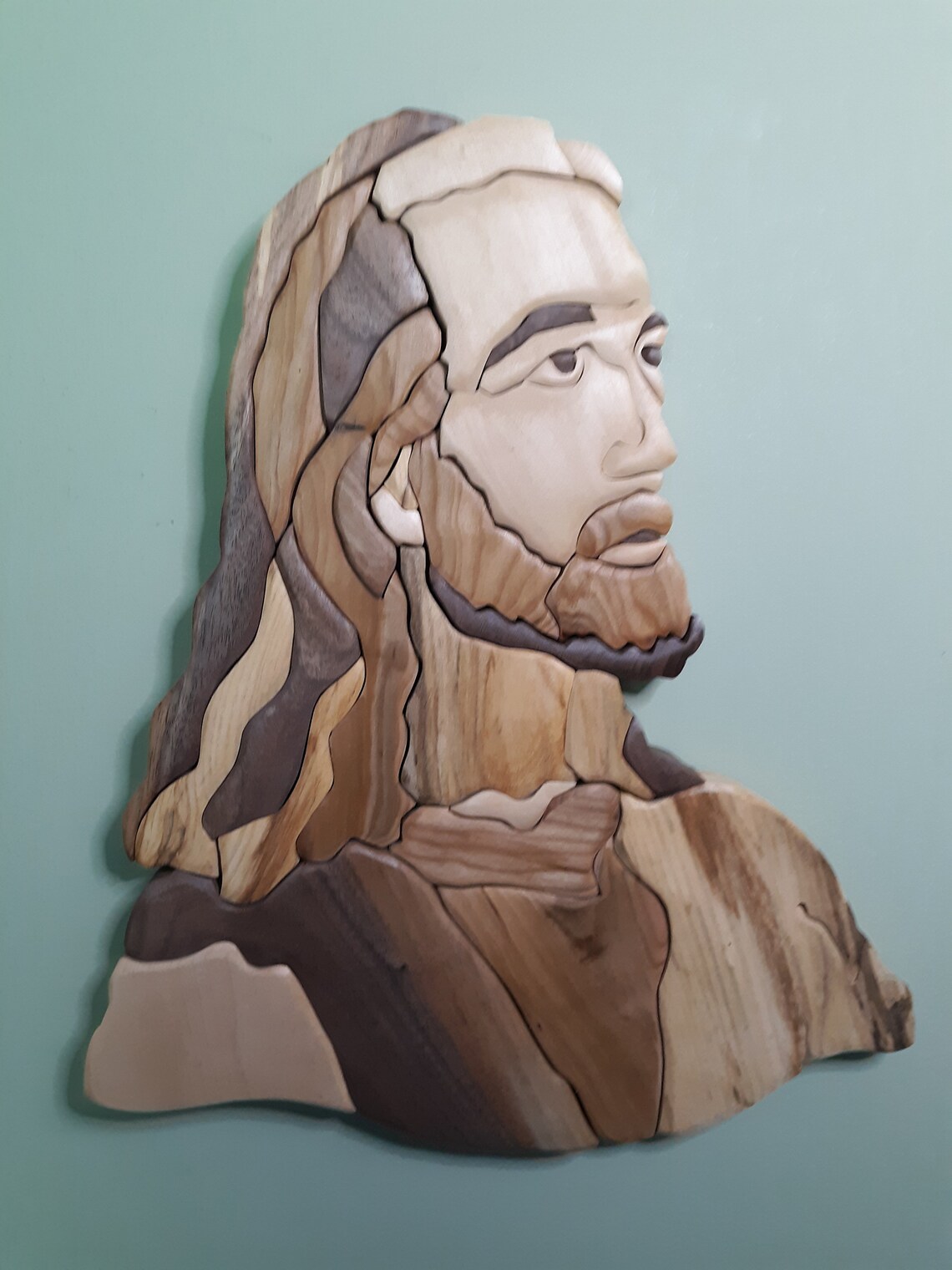 Jesus Plaque Wood Intarsia Wall Hanging Handcrafted Scroll | Etsy