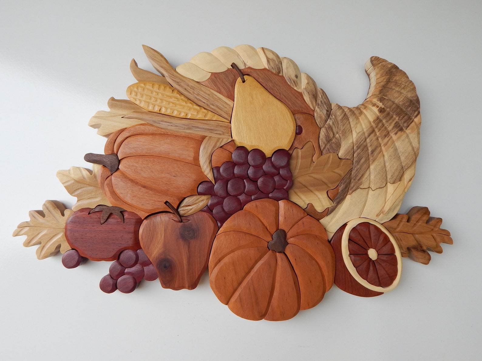 Cornucopia Wood Intarsia Wall Hanging Scroll Saw Art - Etsy