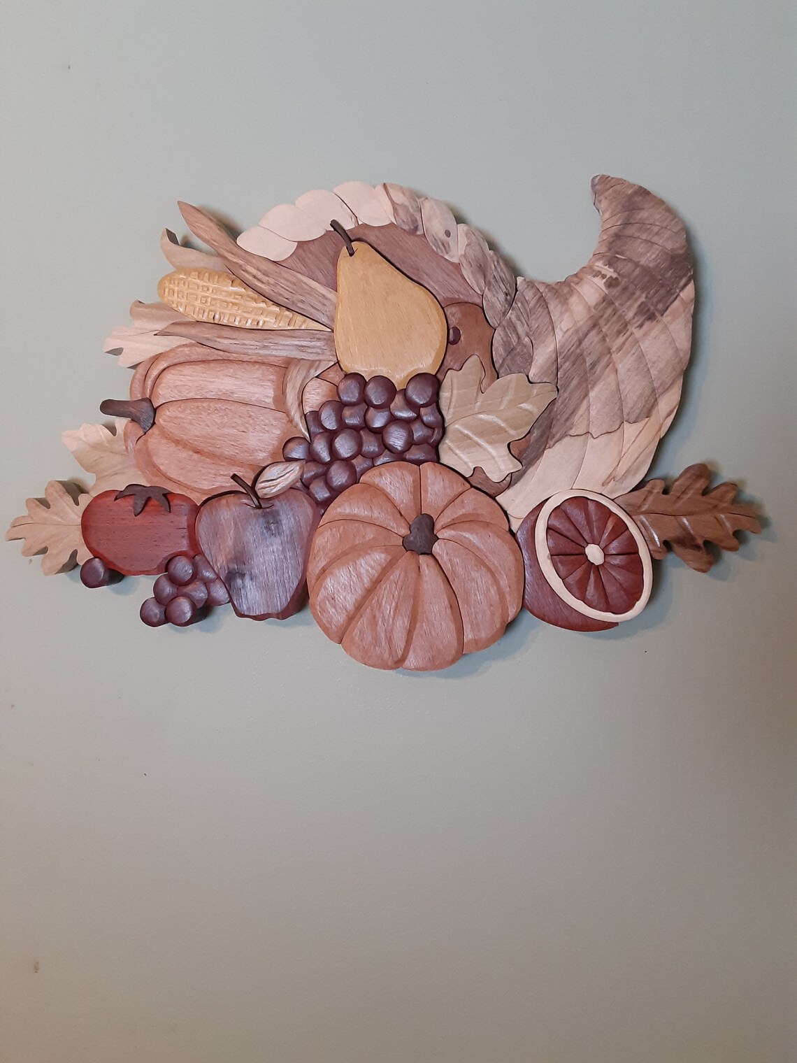 Cornucopia Wood Intarsia Wall Hanging Scroll Saw Art - Etsy
