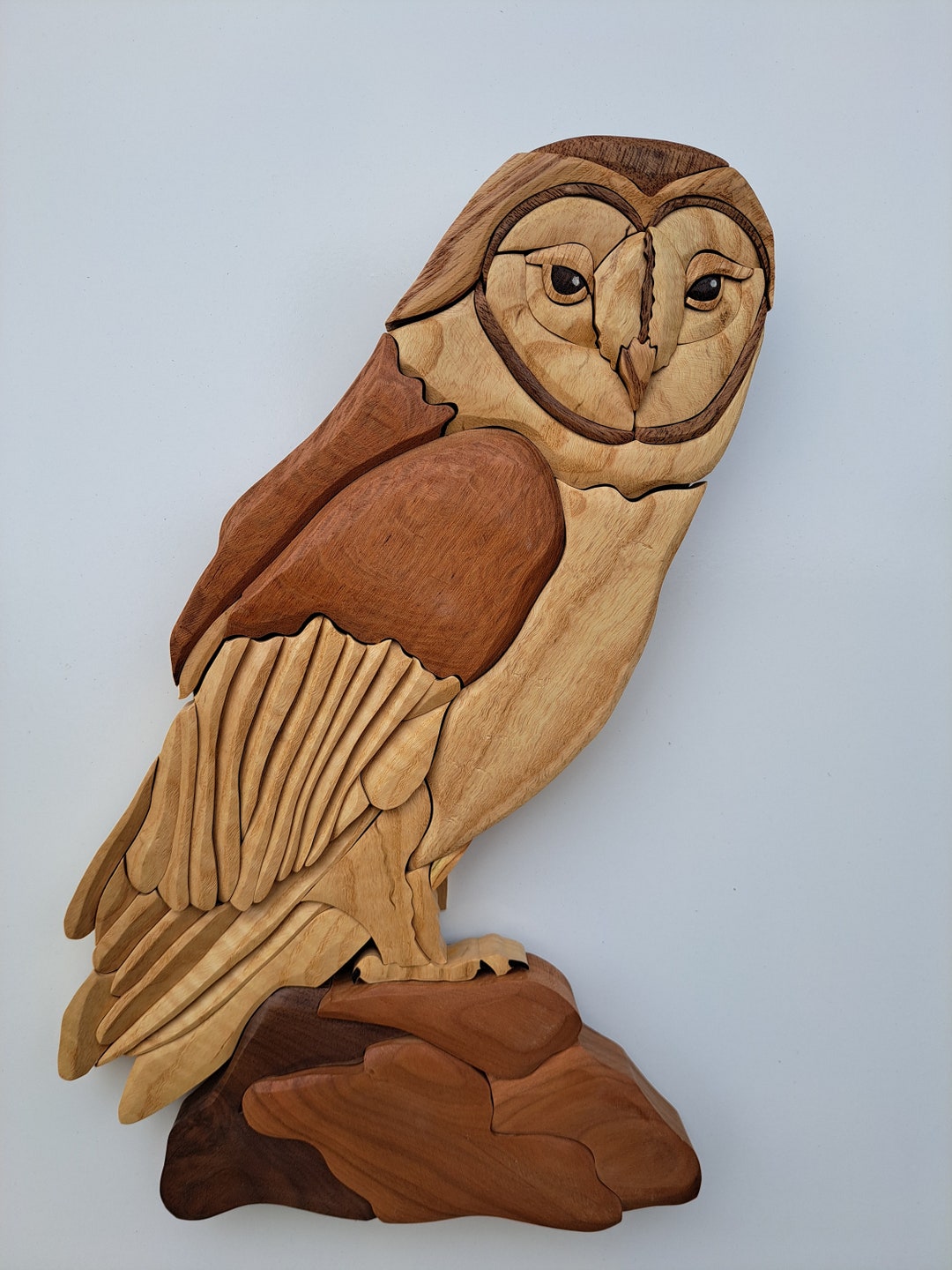 Barn Owl, Wood Intarsia Wall Hanging Handcrafted Scroll Saw Art - Etsy ...