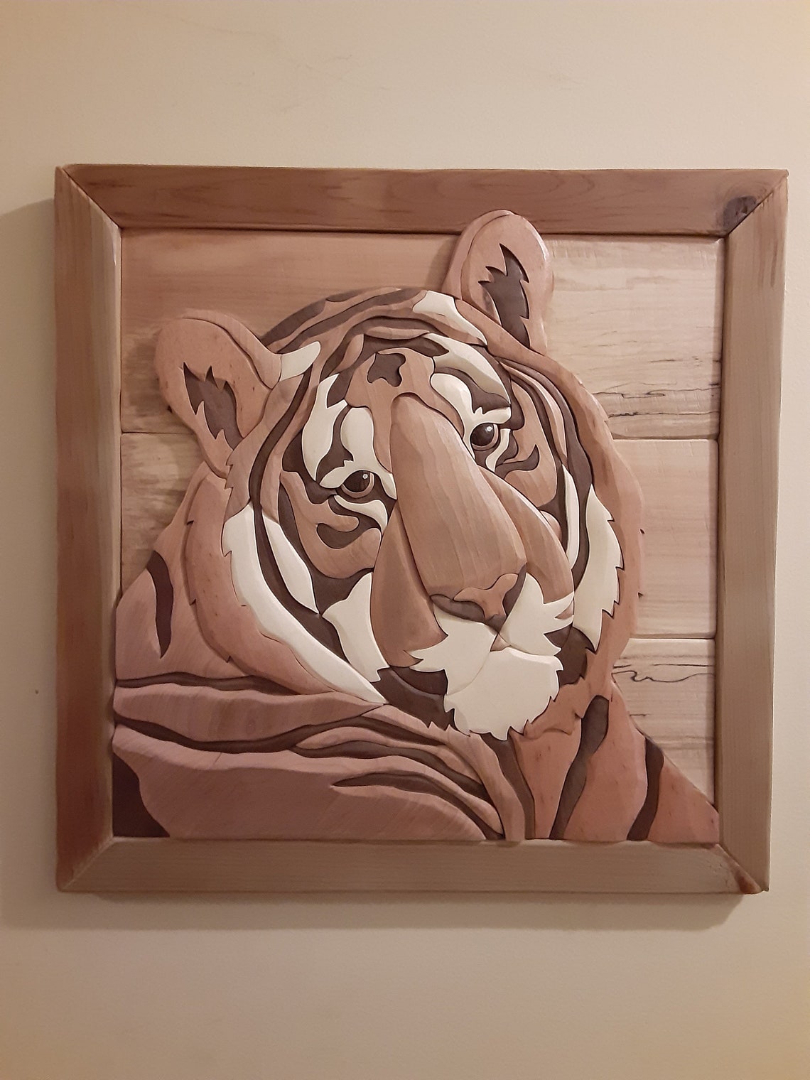 Tiger Wood Intarsia Wall Hanging Scroll Saw Art - Etsy