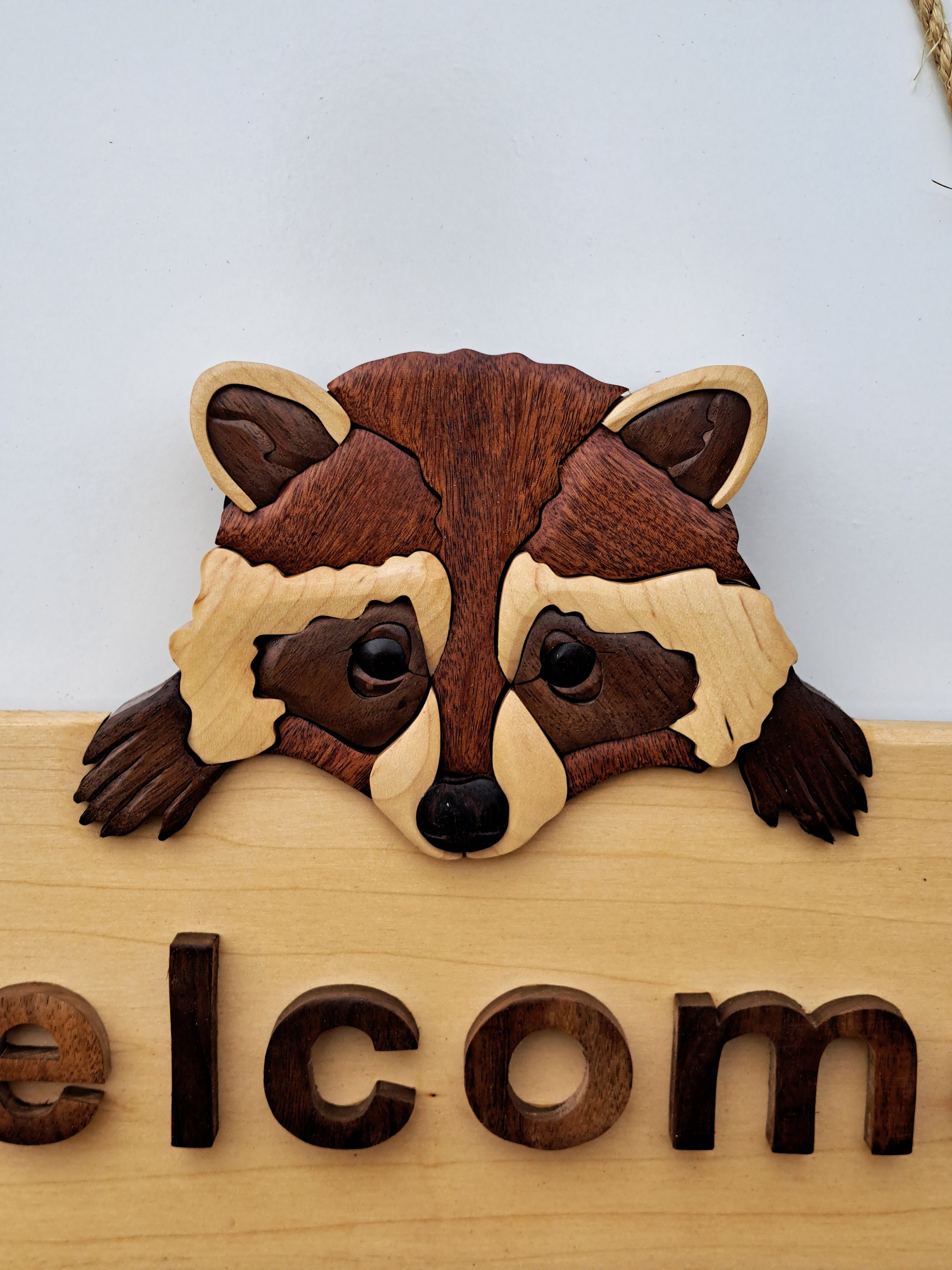 Raccoon Sign, Wood Intarsia Wall Hanging Handcrafted Scroll Saw Art - Etsy