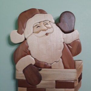 Santa Claus in Chimney Wood Intarsia Wall Hanging Handcrafted - Etsy