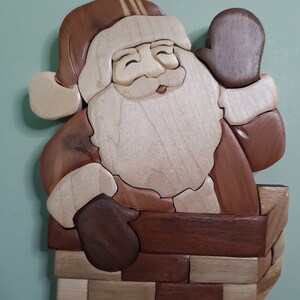 Santa Claus in Chimney Wood Intarsia Wall Hanging Handcrafted - Etsy