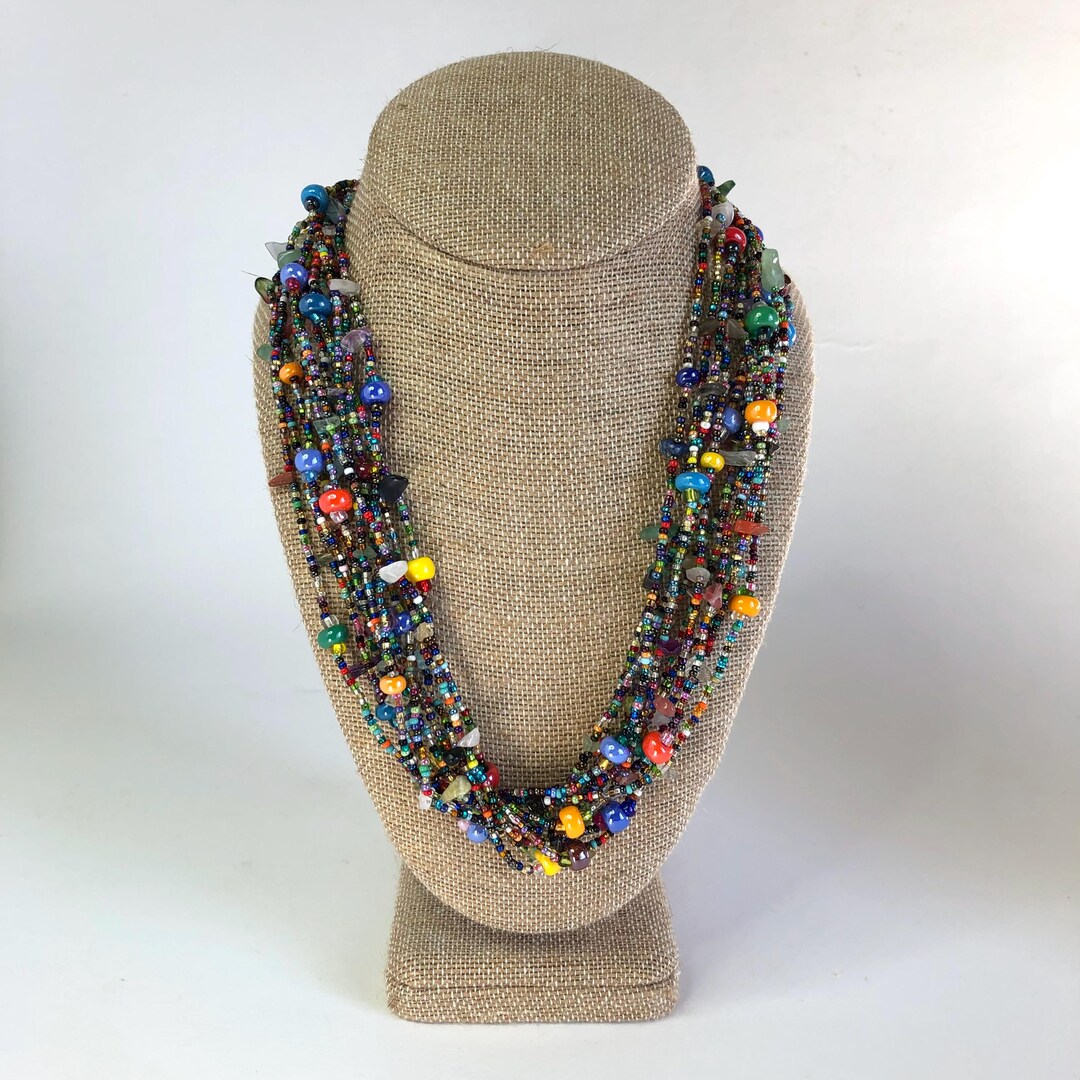 Colorful Multi Strand Seed Bead Confetti Necklace - Etsy