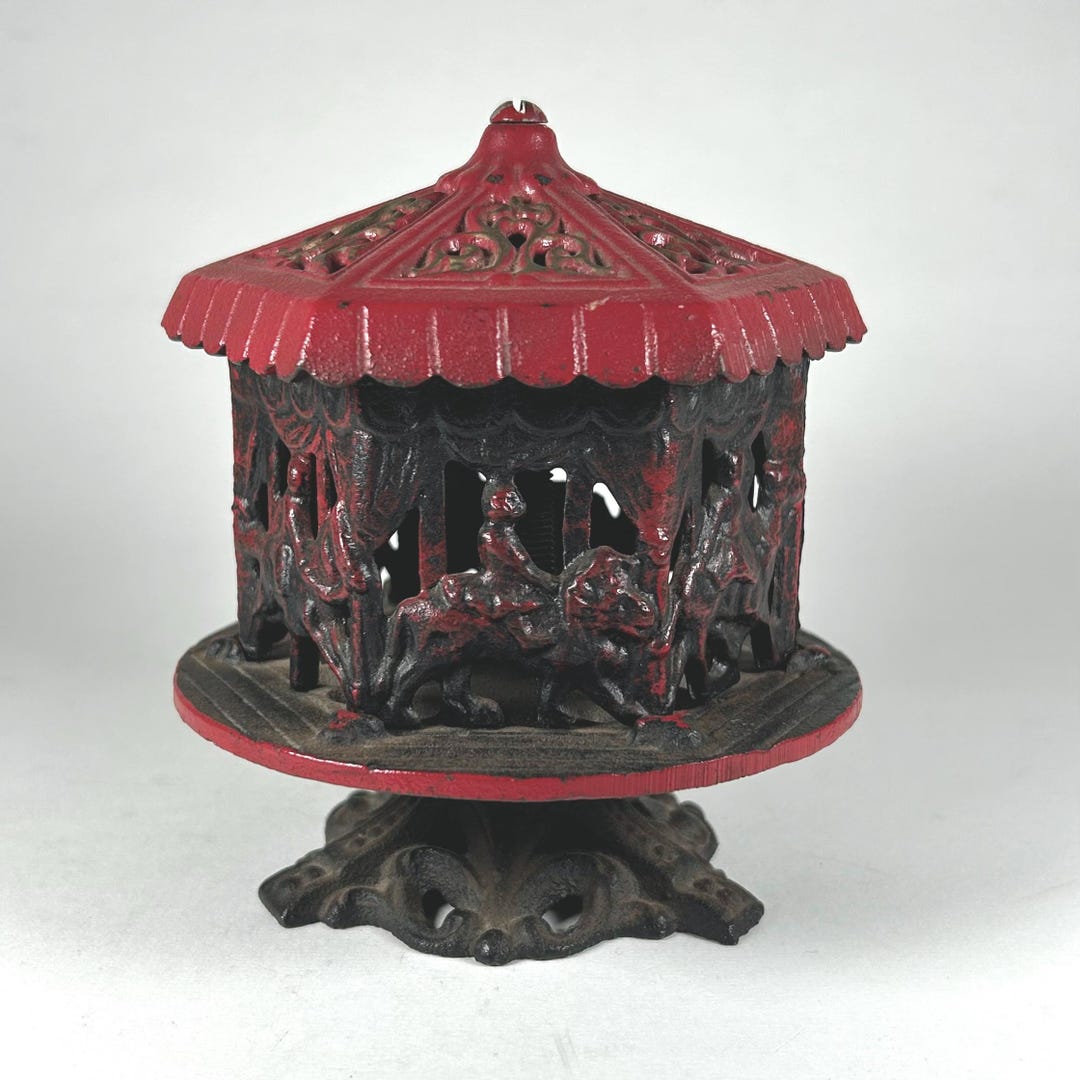 Red Carousel Cast Iron Coin Bank 1970s #B2 - Etsy