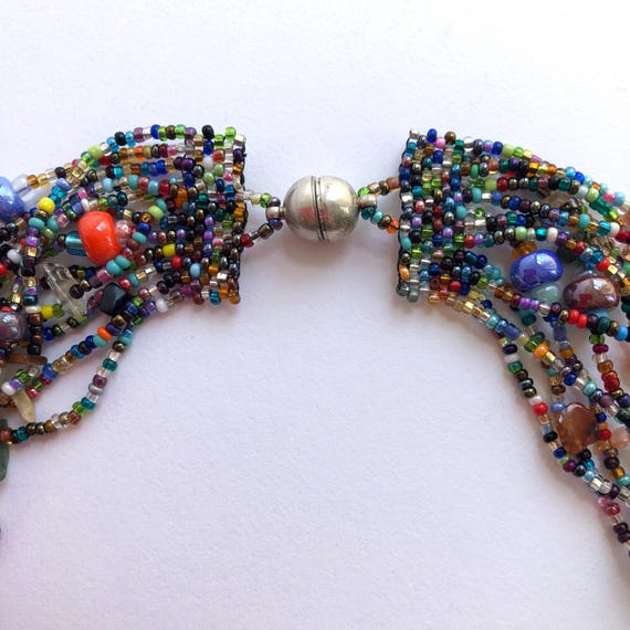 Colorful Multi Strand Seed Bead Confetti Necklace - Gem