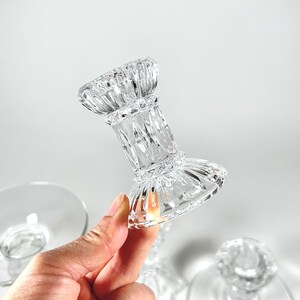 Clear Glass Candlestick Set: Variety of Shapes, Textures, Heights #B7 ...