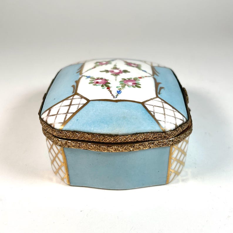 Porcelain Tiffany Blue and Flowers Hinged Jewelry Box - Etsy