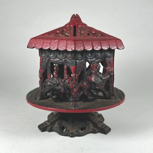 Red Carousel Cast Iron Coin Bank 1970s #B2 - Etsy