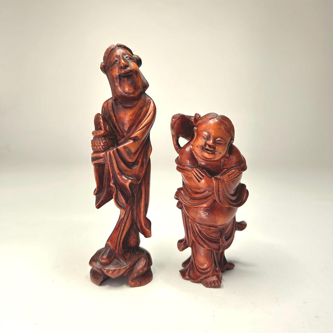Vintage Chinese Hand Carved Rosewood Deity Figures Lot of 2 #B10 - Etsy