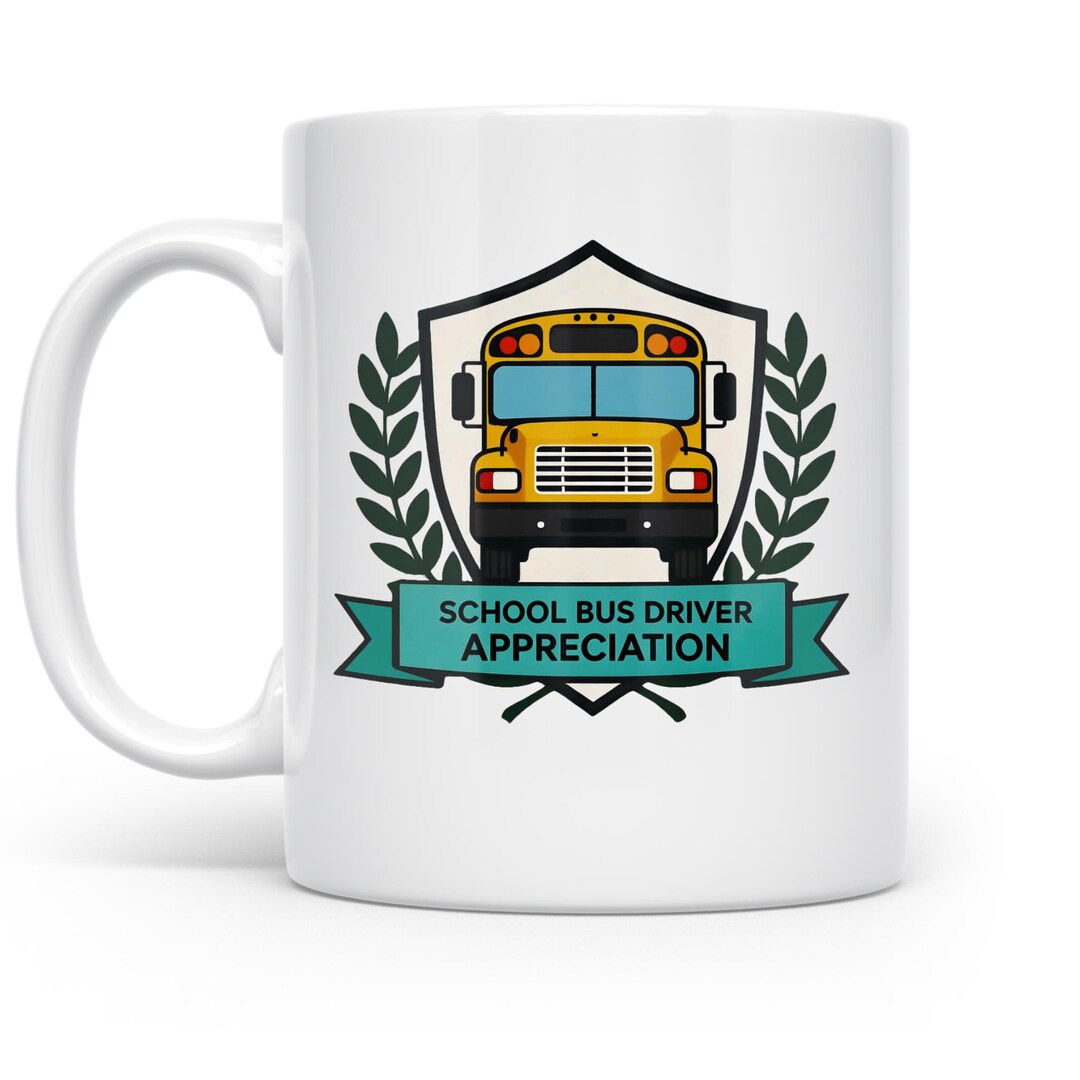 School Bus Driver Mug: Bold Yellow Bus Badge - Ceramic, Dishwasher Safe ...