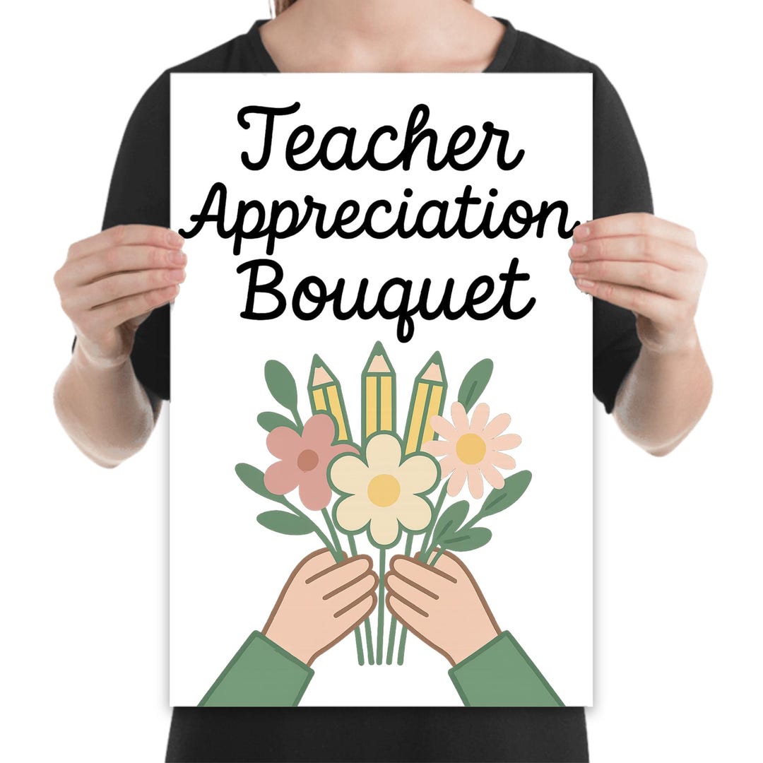 Teacher Appreciation Poster: Floral Pencil Bouquet, Soft Pastel Palette ...